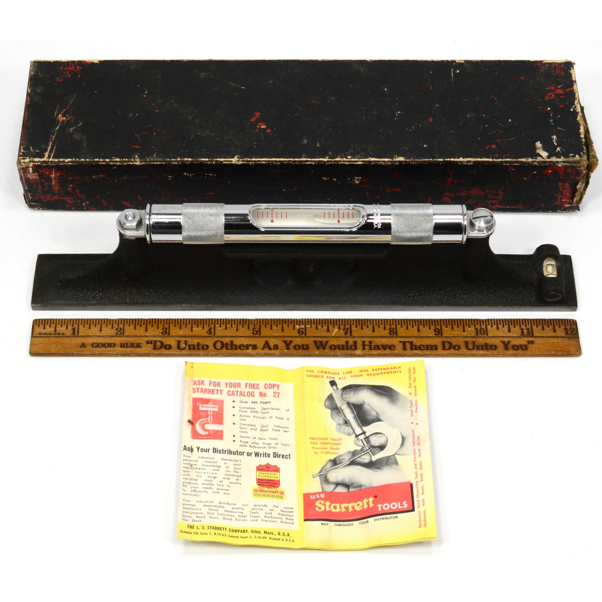 Excellent! STARRETT PRECISION MACHINIST LEVEL No. 98Z-12 Black & Chrom ...