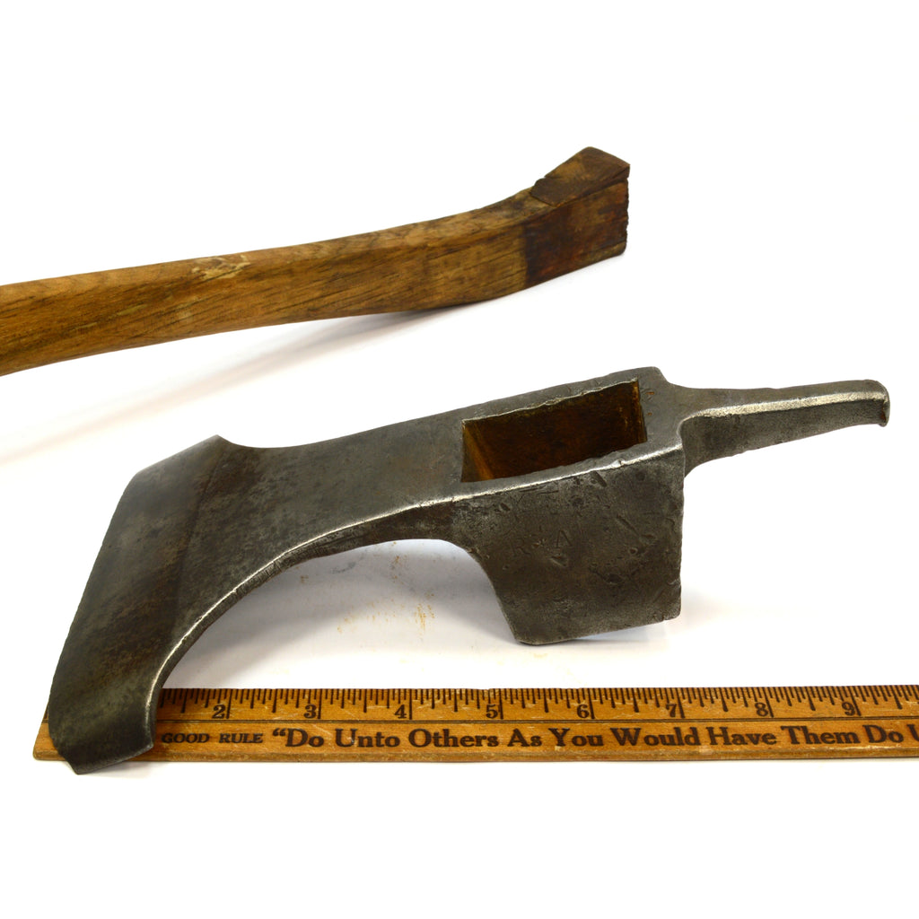Antique LIPPED SHIPWRIGHTS ADZE Pole/Foot "L.& I.J. WHITE" Partial Log ...