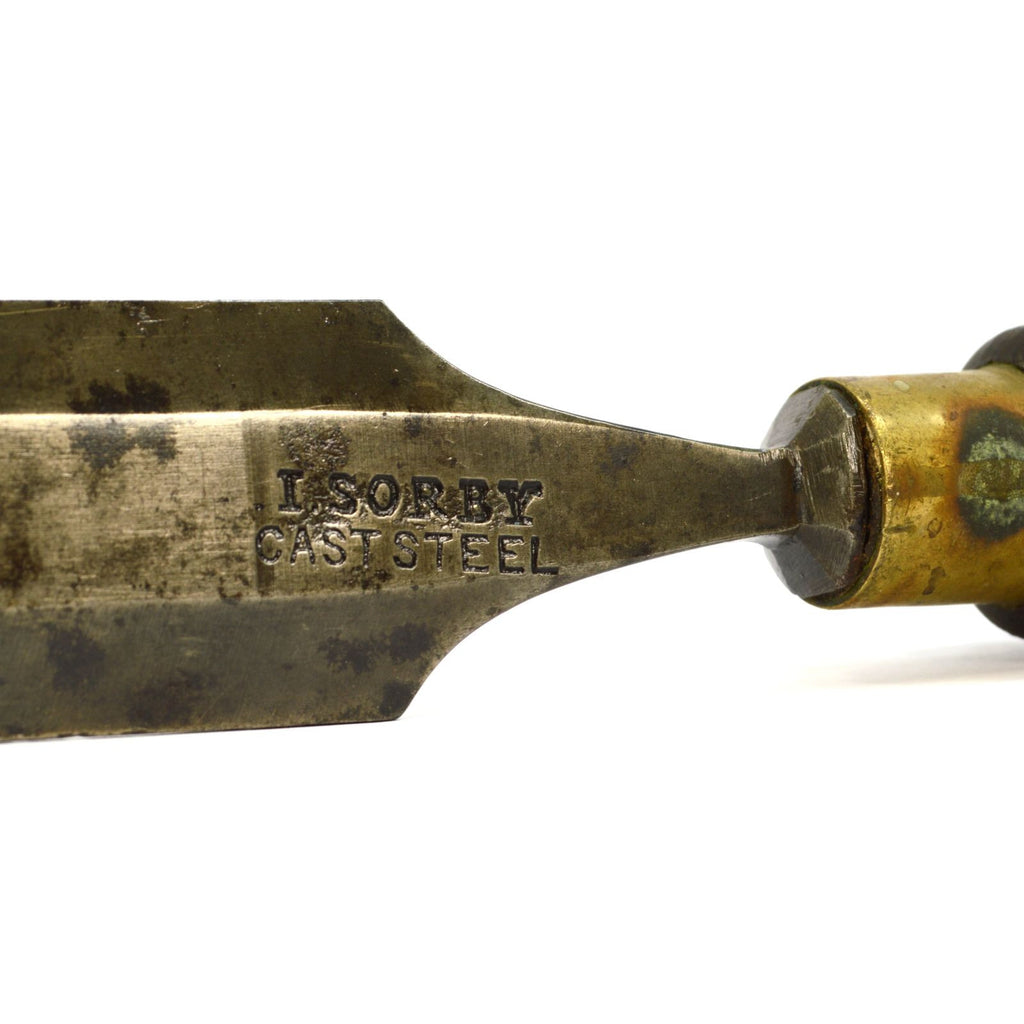 Vintage I. SORBY BEVELED EDGE CHISEL 1-1/2" Cast Steel DRAGON LOGO Tur ...