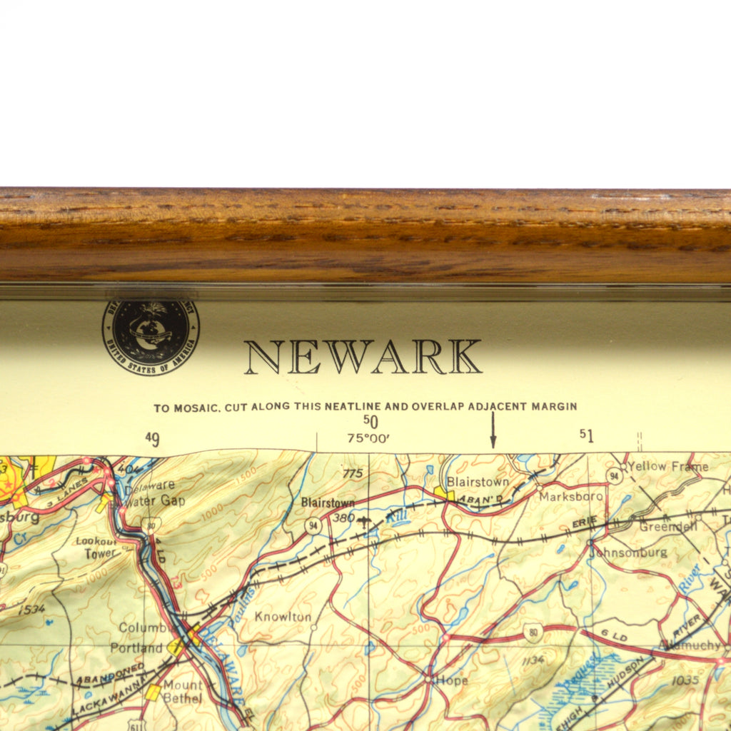 Vintage FRAMED 3D TOPOGRAPHICAL MAP Topo of NEWARK NJ, NY & PA by HUBB ...