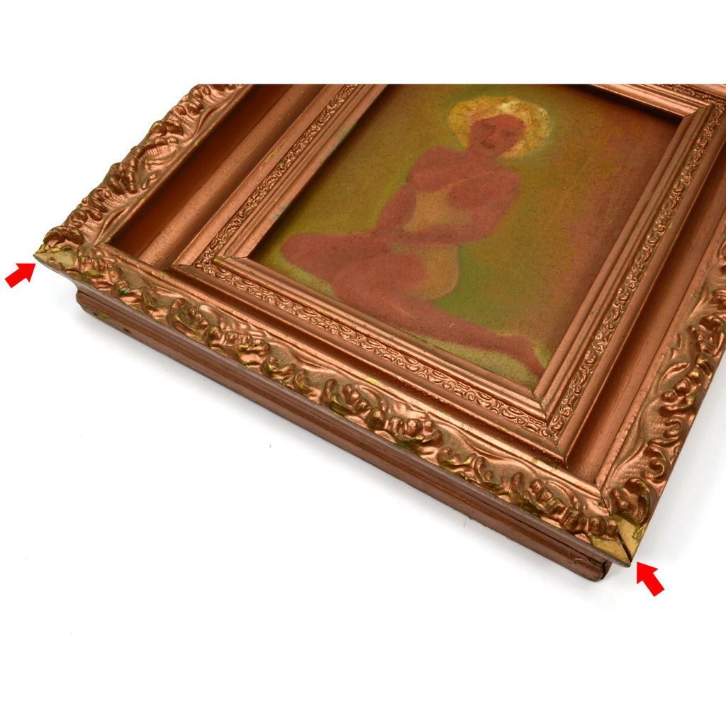 Antique ORIGINAL RISQUE ART "LUCAS" PAINTING Wallpaper Canvas TOPLESS ...