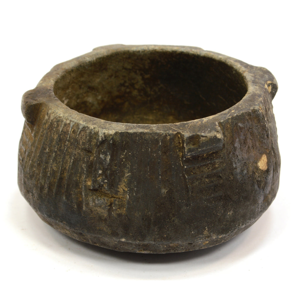 Ancient PRE-COLUMBIAN STEATITE BOWL Black Stone CARVED SOAPSTONE Nubs ...