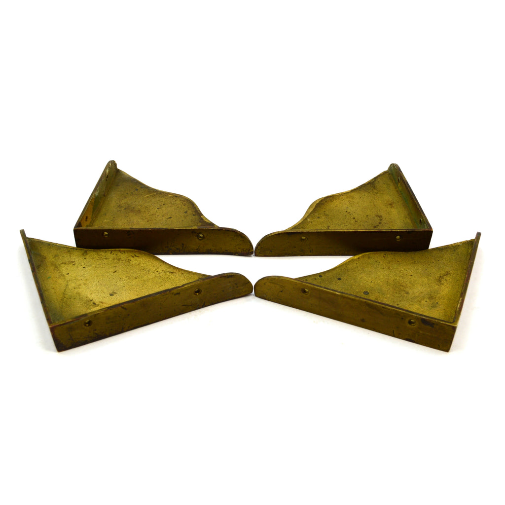 Antique ORNATE BRASS CORNERS Lot/Set of 4 DECORATIVE EDGE HARDWARE Che ...