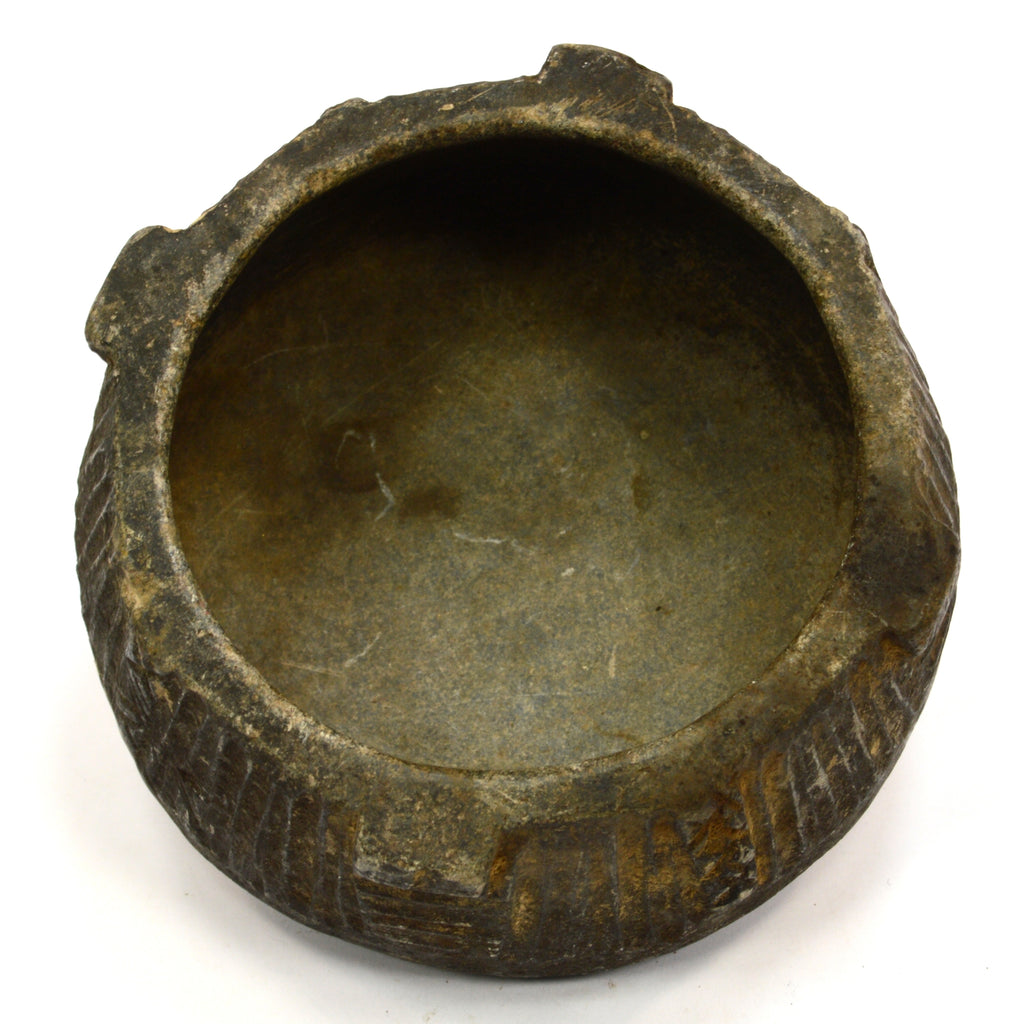 Ancient PRE-COLUMBIAN STEATITE BOWL Black Stone CARVED SOAPSTONE Nubs ...