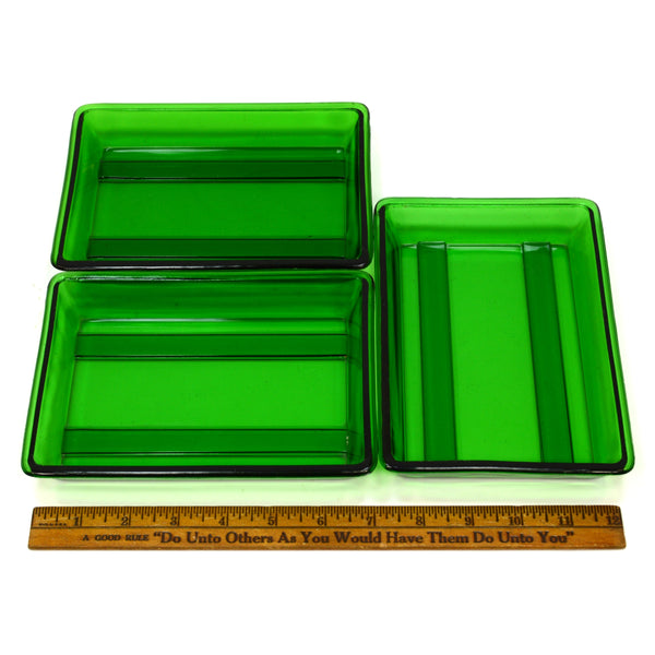 Vintage EMERALD GREEN GLASS Film Photography DEVELOPING TRAYS Lot of 3 ...