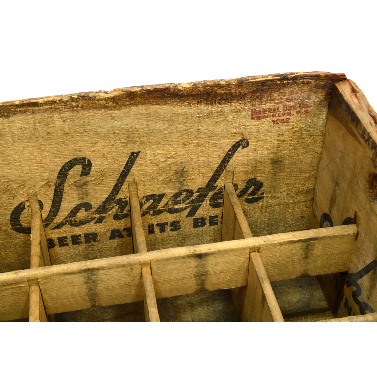 Vintage SCHAEFER "BEER AT ITS BEST" CRATE General Box c.1942 w/ 12 DIV ...