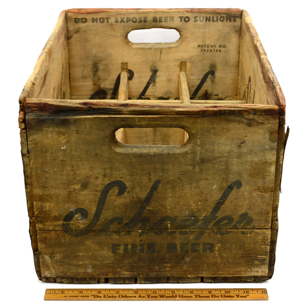 Vintage SCHAEFER "BEER AT ITS BEST" CRATE General Box c.1942 w/ 12 DIV ...