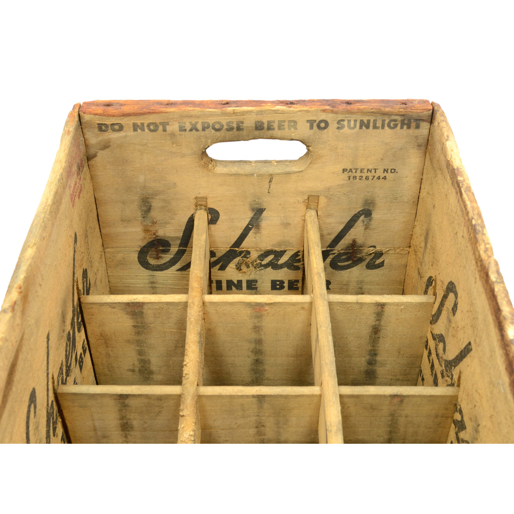 Vintage SCHAEFER "BEER AT ITS BEST" CRATE General Box c.1942 w/ 12 DIV ...
