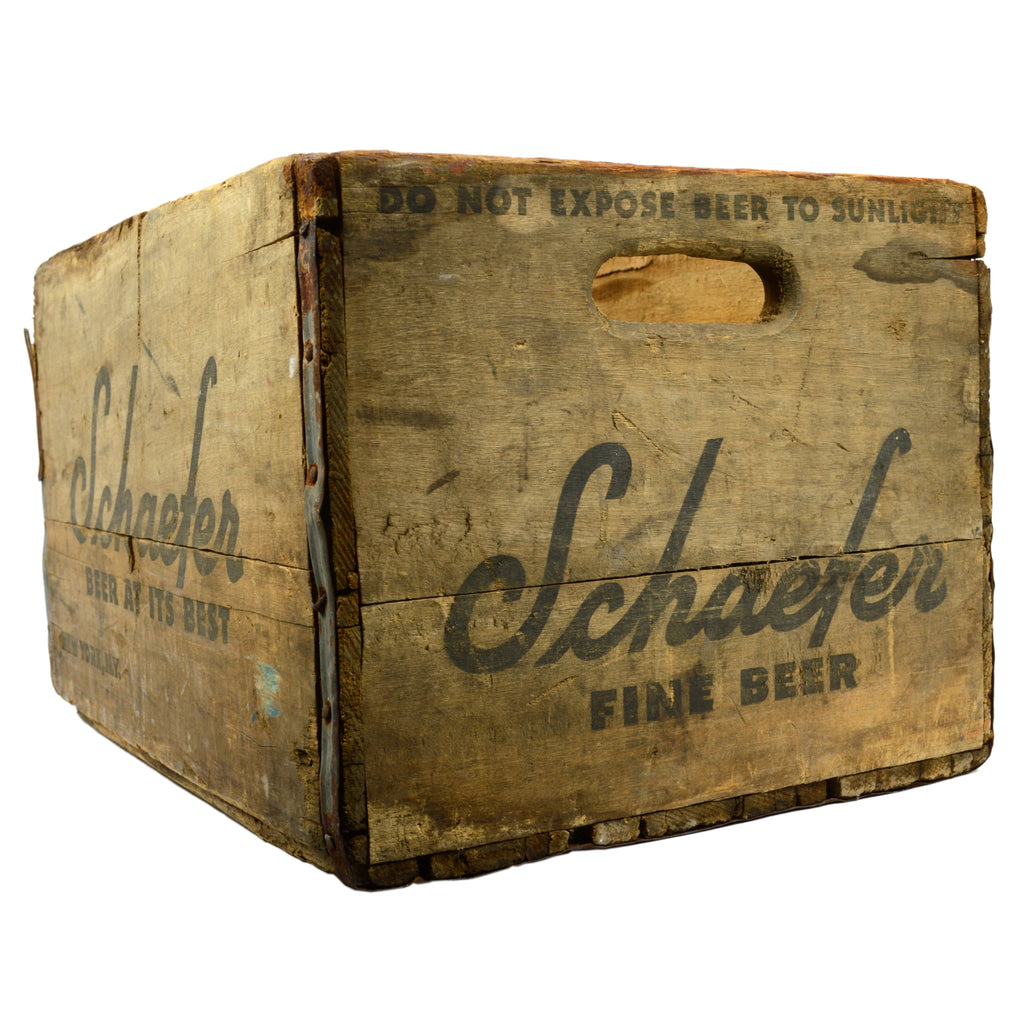 Vintage SCHAEFER "BEER AT ITS BEST" CRATE General Box c.1942 w/ 12 DIV ...