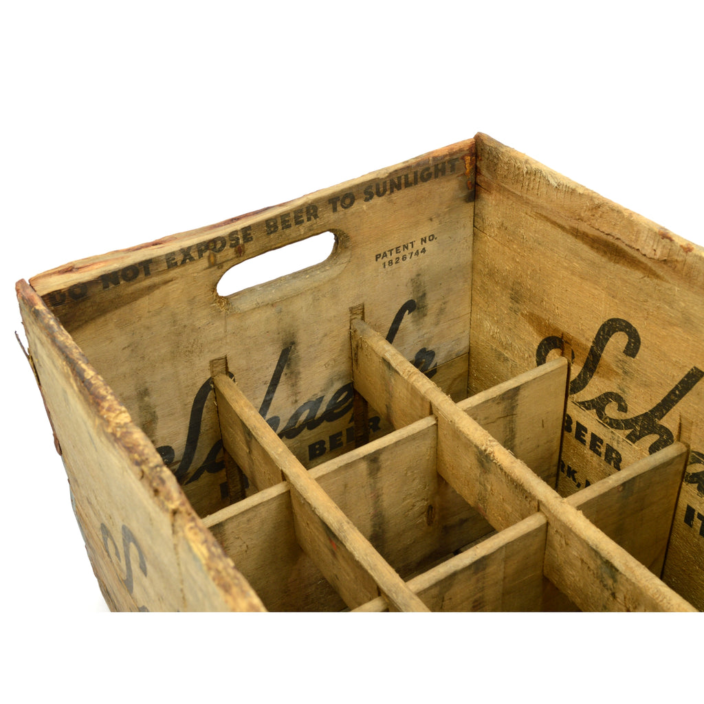 Vintage SCHAEFER "BEER AT ITS BEST" CRATE General Box c.1942 w/ 12 DIV ...