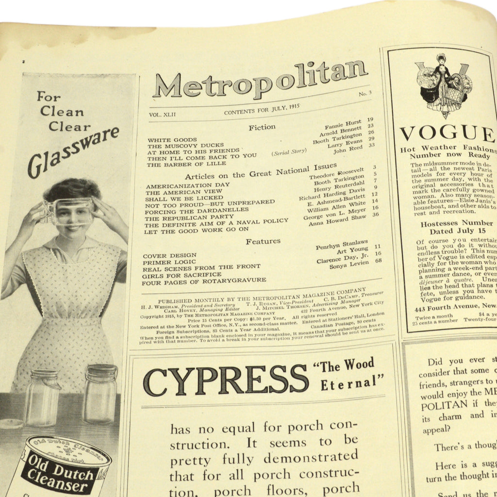 Antique "METROPOLITAN" JULY 1915 MAGAZINE Nude KAY LAURELL as LIBERTY ...