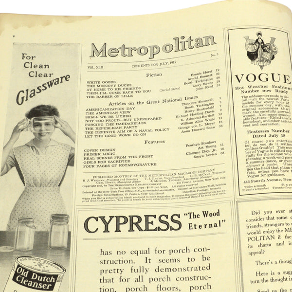 Antique "METROPOLITAN" JULY 1915 MAGAZINE Nude KAY LAURELL as LIBERTY ...