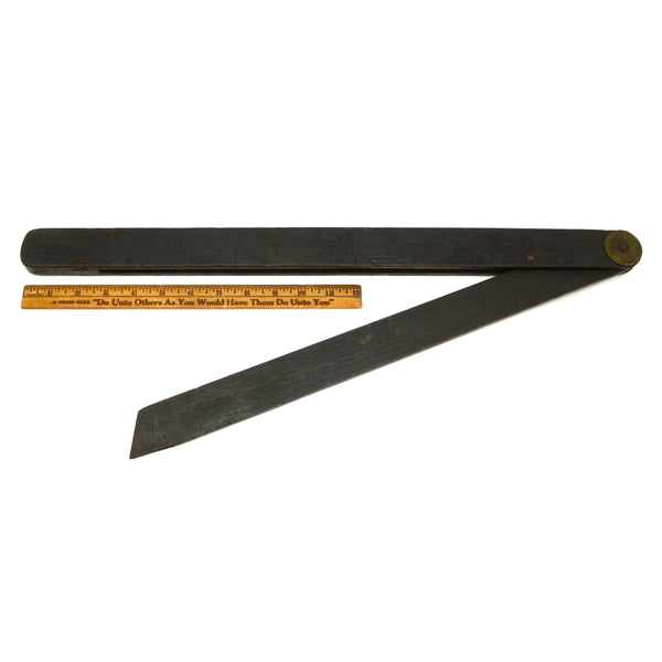 Antique SHIPWRIGHTS BEVEL Ebony & Brass PRIMITIVE SHIP BUILDERS TOOL c ...