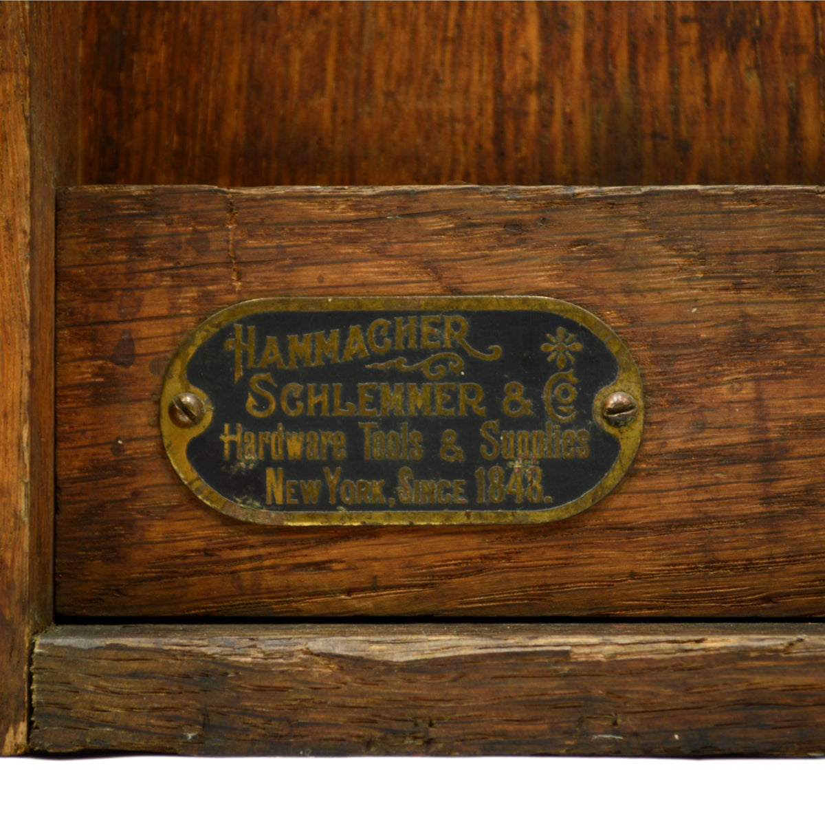 Antique HAMMACHER SCHLEMMER & CO. TOOL BOX Beautiful Oak Wood WALL CAB ...