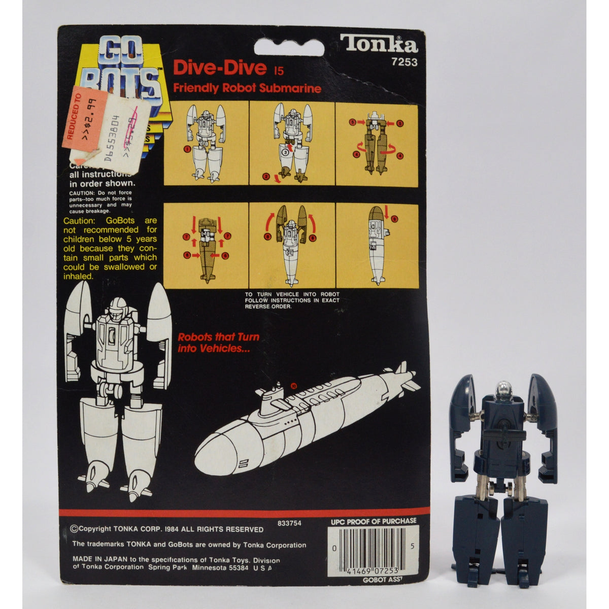 Vintage TONKA GOBOTS "DIVE-DIVE" #15 Friendly ROBOT SUBMARINE w/ Orig ...