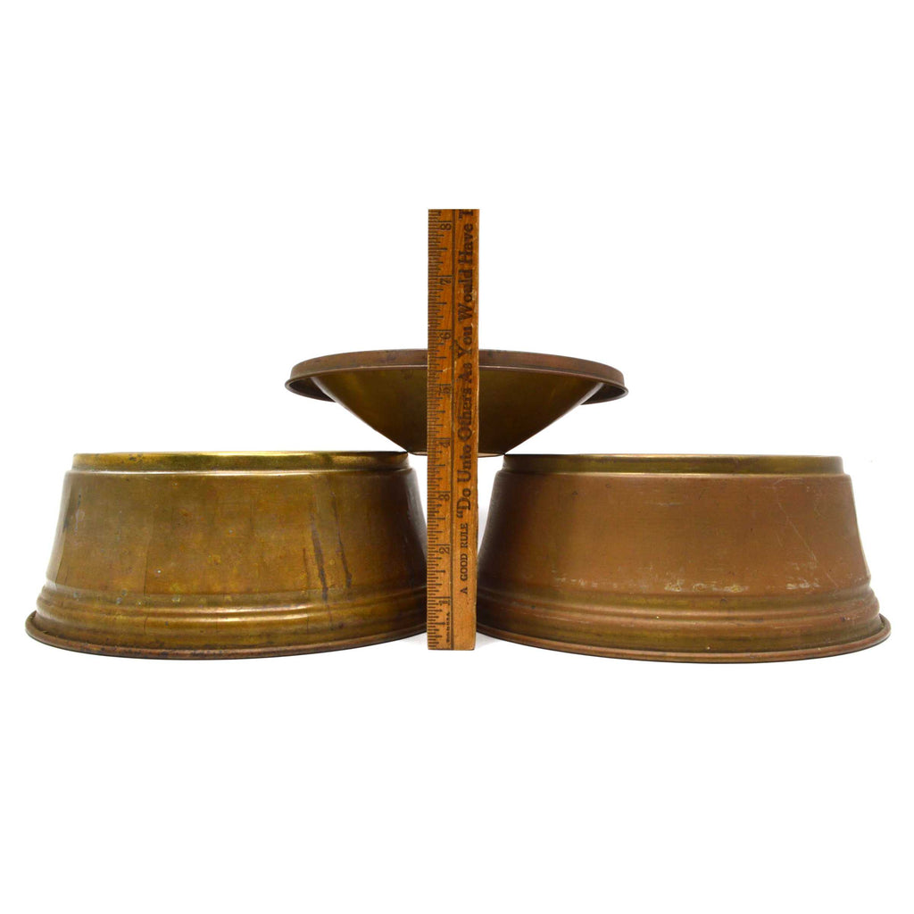 Antique BRASS-LINED COPPER FEED BOWLS & FUNNEL(?) for Dogs / Animals ...