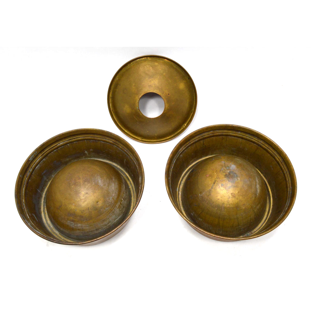 Antique BRASS-LINED COPPER FEED BOWLS & FUNNEL(?) for Dogs / Animals ...