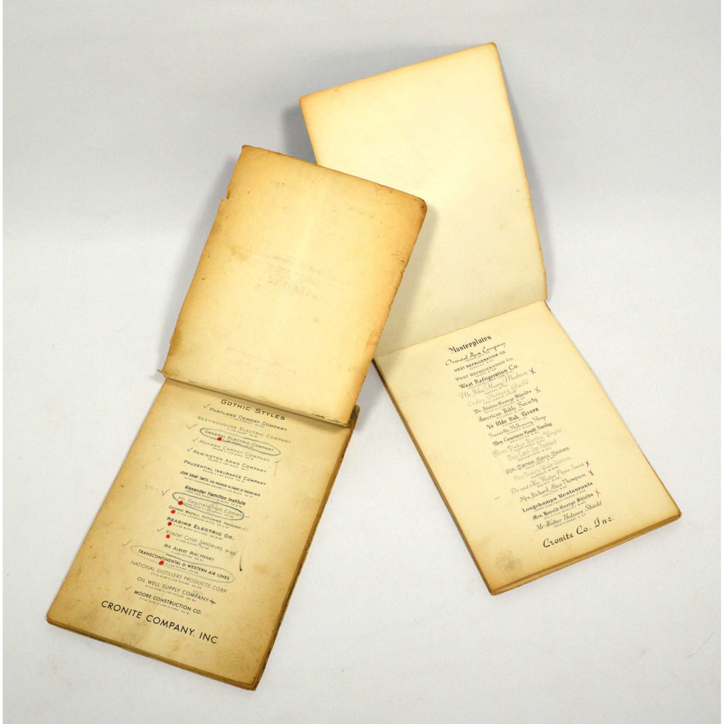 Antique CRONITE ENGRAVING FONTS "MASTERPLATE" LISTS Lot of 2 + SIGNED ...