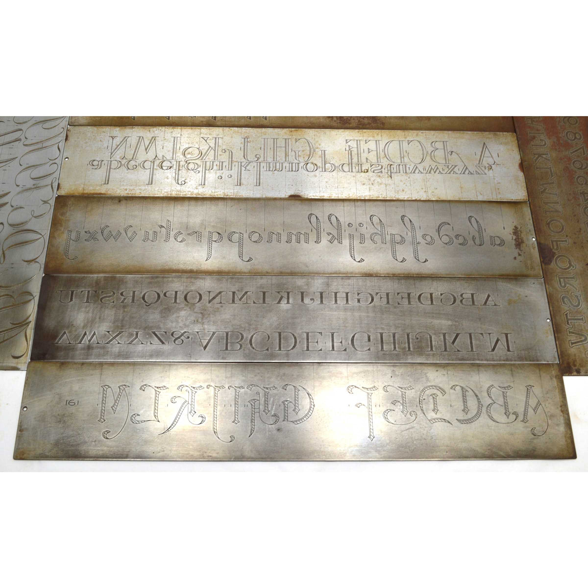 Antique "CRONITE" ENGRAVING FONT PLATE Lot of 9 Plates for ENGRAVER ...