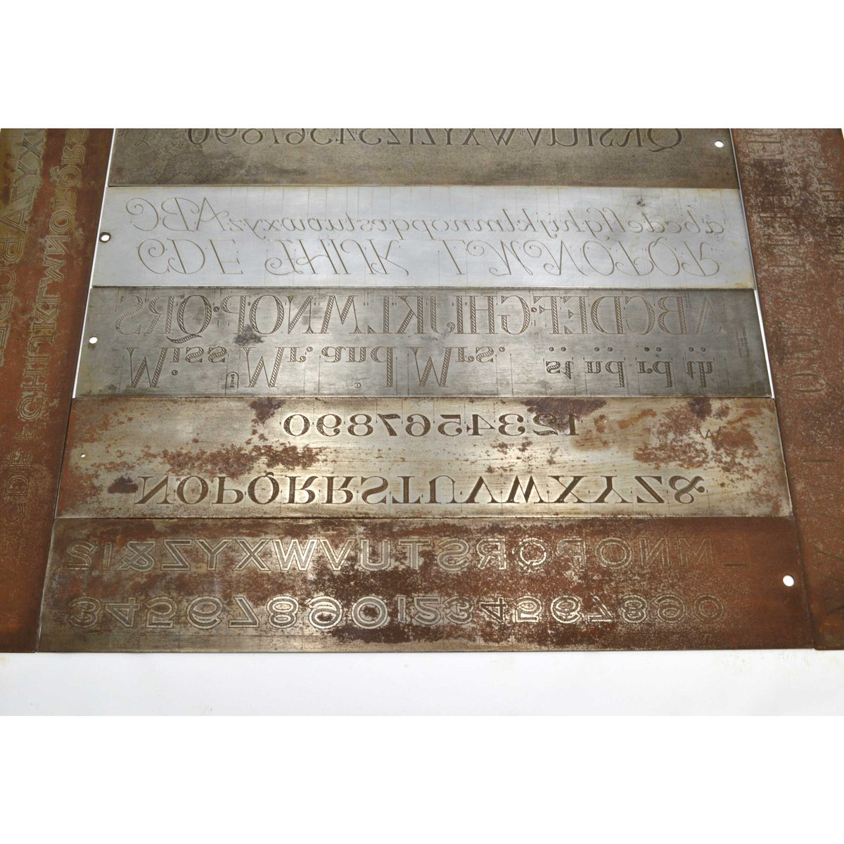 Antique "CRONITE" ENGRAVING FONT PLATE Lot of 8 Plates for ENGRAVER 'P ...