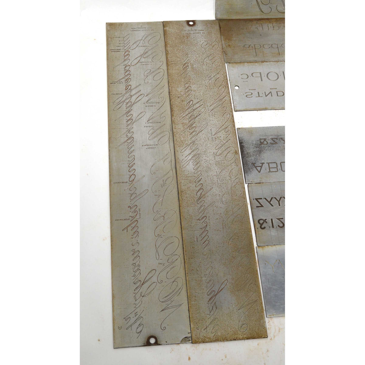 Antique "CRONITE" ENGRAVING FONT PLATE Lot of 10; ENGRAVER / PANTOGRAP ...
