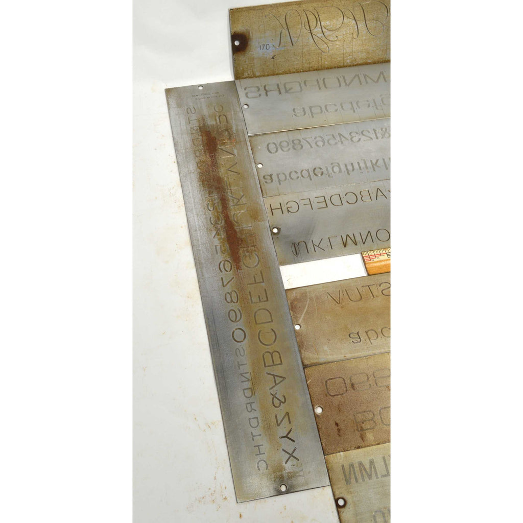 Antique "CRONITE" ENGRAVING FONT PLATE Lot of 9 Plates for ENGRAVER ...