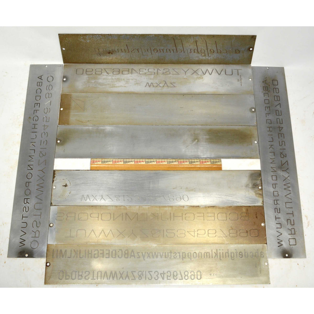 Antique "CRONITE" ENGRAVING FONT PLATE Lot of 9 Plates for ENGRAVER ...