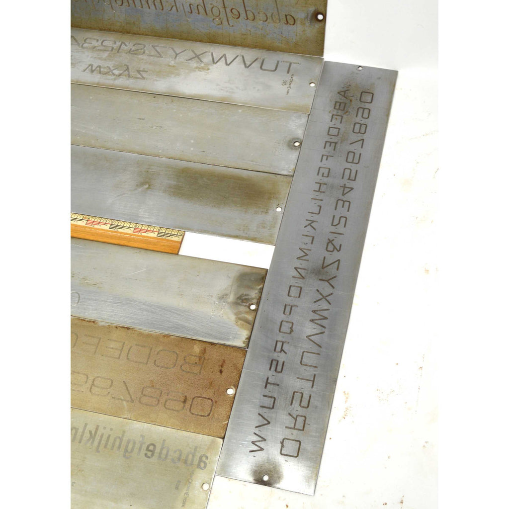 Antique "CRONITE" ENGRAVING FONT PLATE Lot of 9 Plates for ENGRAVER ...