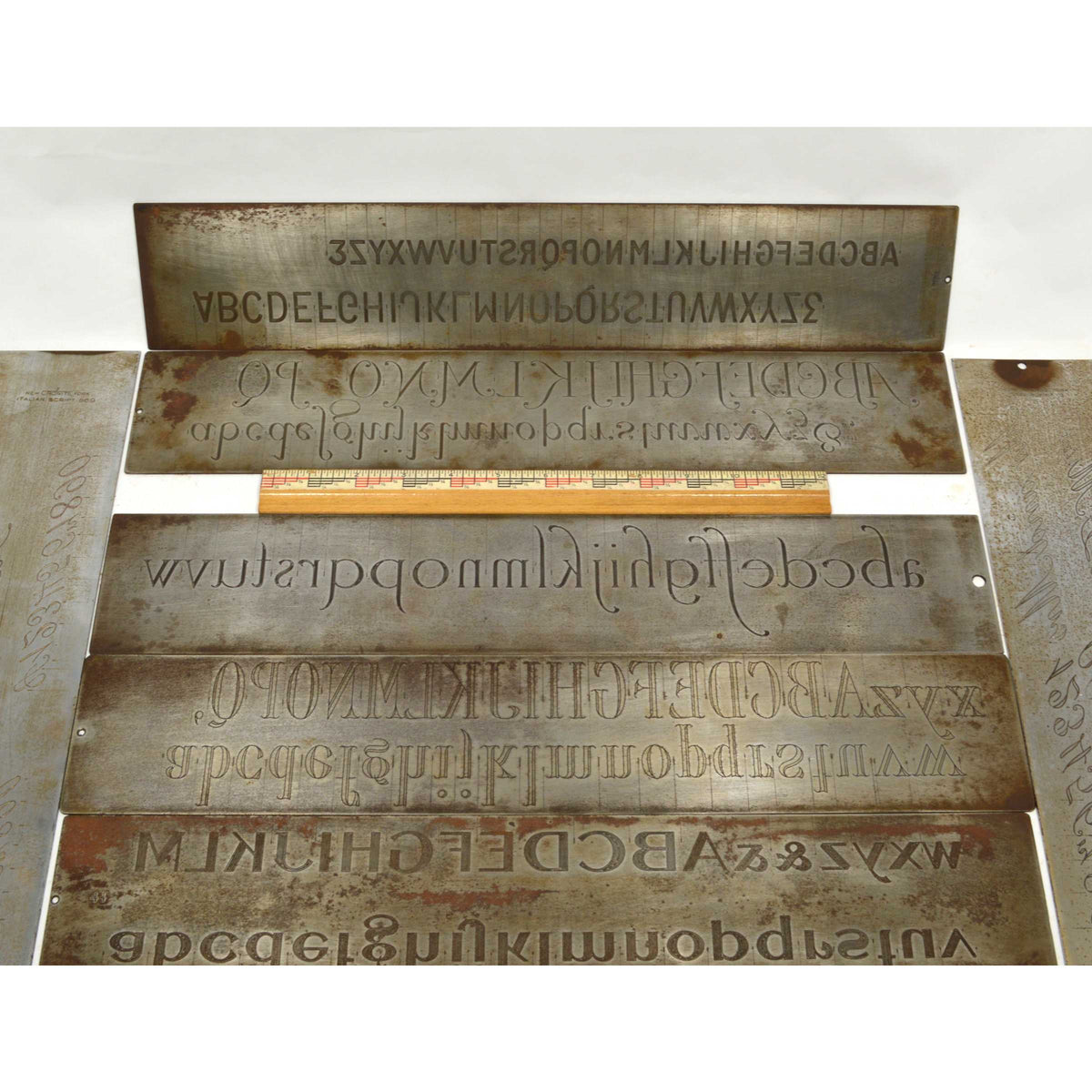 Antique "CRONITE" ENGRAVING FONT PLATE Lot of 8 Plates for ENGRAVER ...