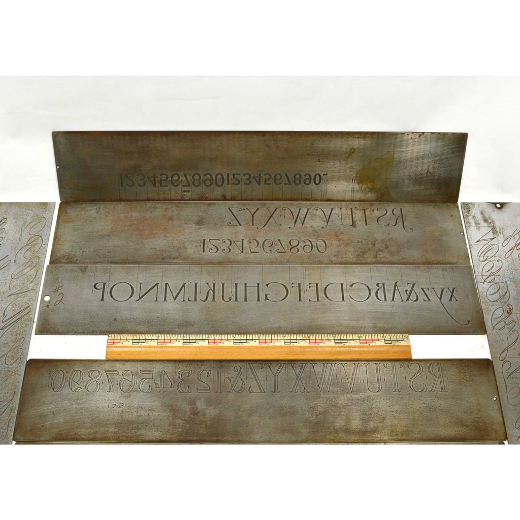 Antique "CRONITE" ENGRAVING FONT PLATE Lot of 8 Plates for ENGRAVER ...